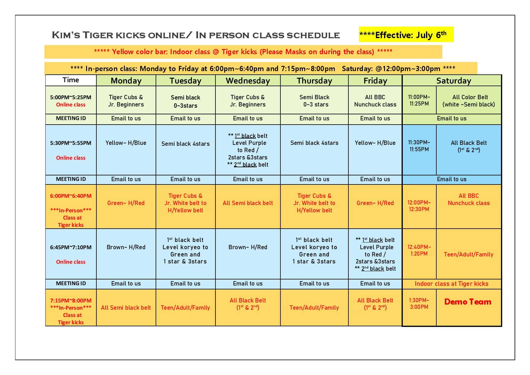 Tiger Kicks Martial Arts | Exton Taekwondo Class Schedule