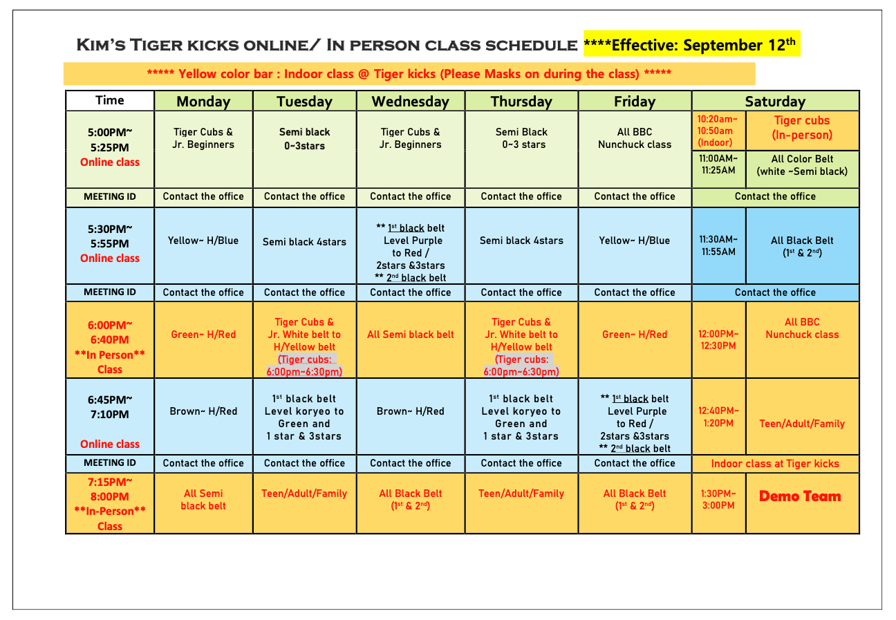 Tiger Kicks Martial Arts | Exton Taekwondo Class Schedule